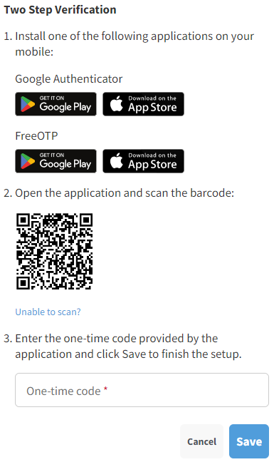 How to activate the two-step validation?