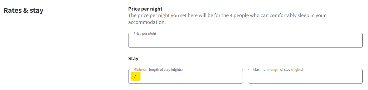 How to define a weekly rate from the price per night?